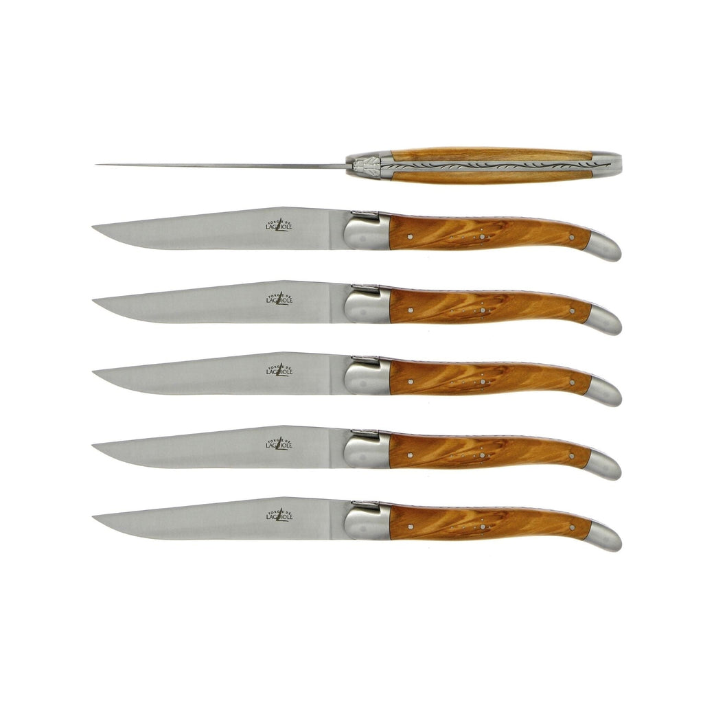 Forge de Laguiole - Biffknivsett (2 kniver) - Olivewood - Matt – Arons AS
